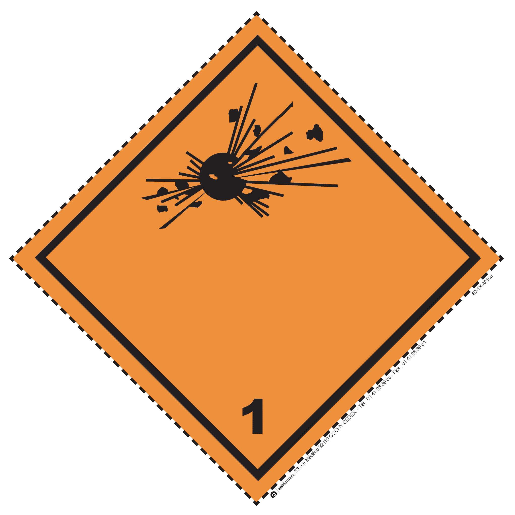 ETIQUETTE MATIERES ET OBJETS EXPLOSIFS Classe 1 - ADR IMDG - décomatic